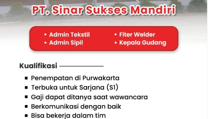 Lowongan Kerja PT Sinar Sukses Mandiri di Purwakarta (4 Posisi S1 ...