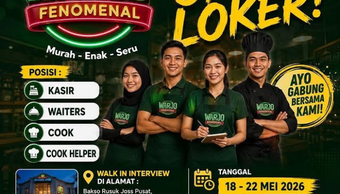 Lowongan Kerja Kasir, Waiters, Cook, & Cook Helper di Warjo Fenomenal ...