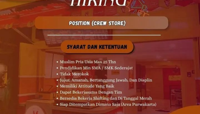 Lowongan Kerja Crew Store di Lazatto Chicken & Burger Purwakarta ...